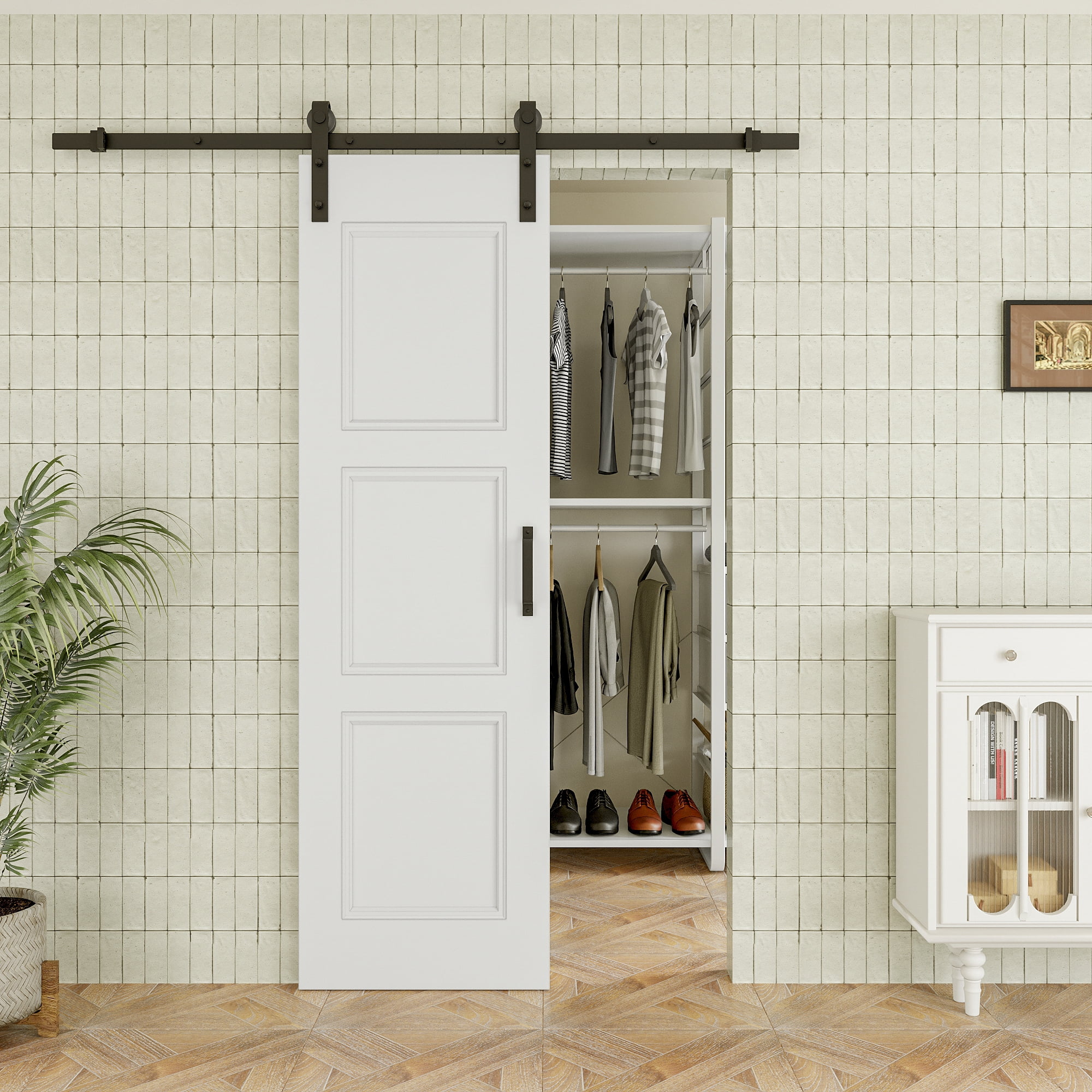 28" x 80" 3-Lite Waterproof White Primed Solid Core Composite MDF Wood ...