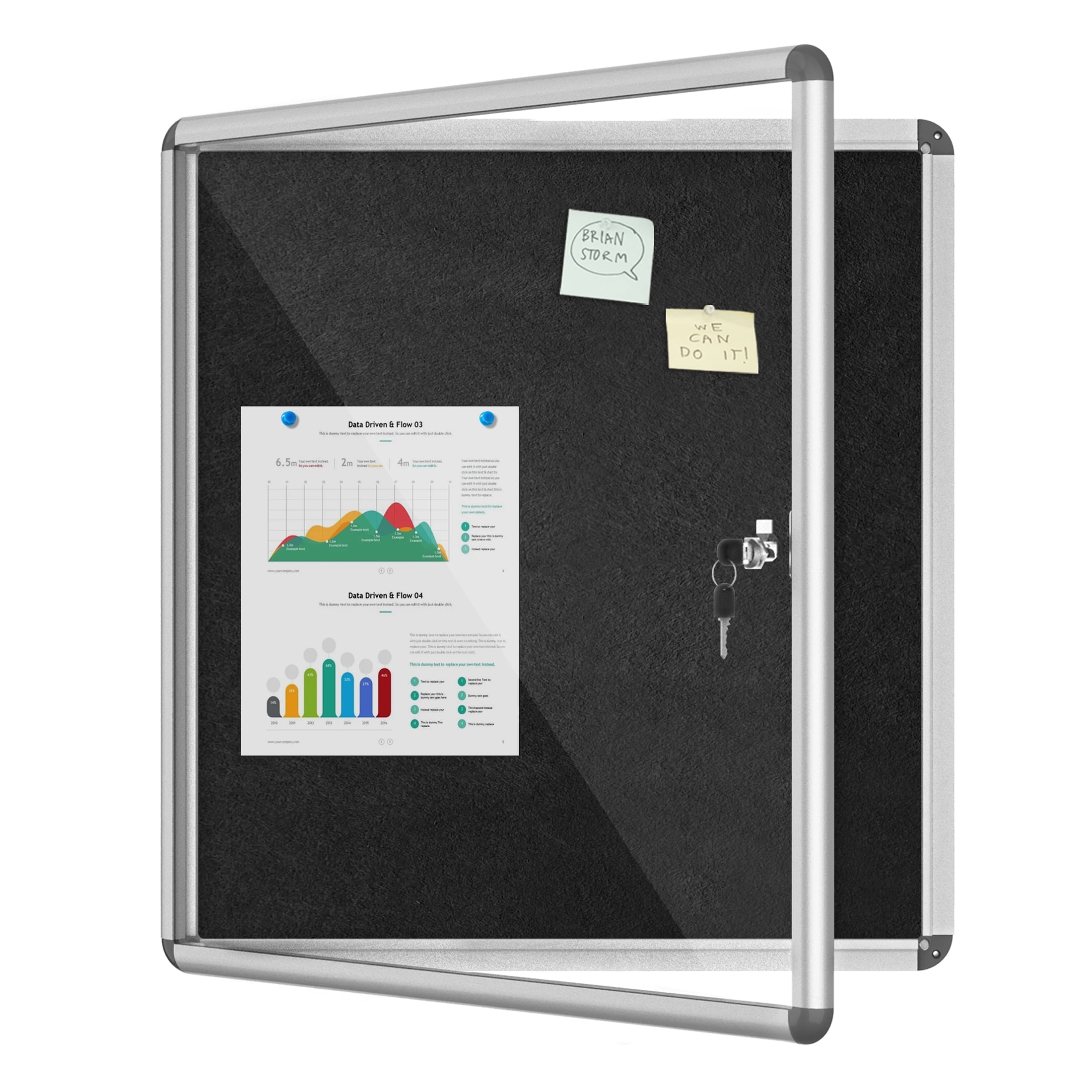 28"x26" Enclosed Bulletin Board, Lockable Weather-Resistant Aluminum ...