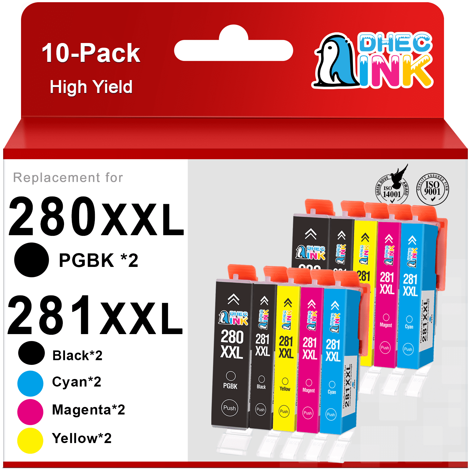 Canon 280 281 Ink Cartridges PGI-280XXL CLI-281XXL Combo Pack for Pixma ...