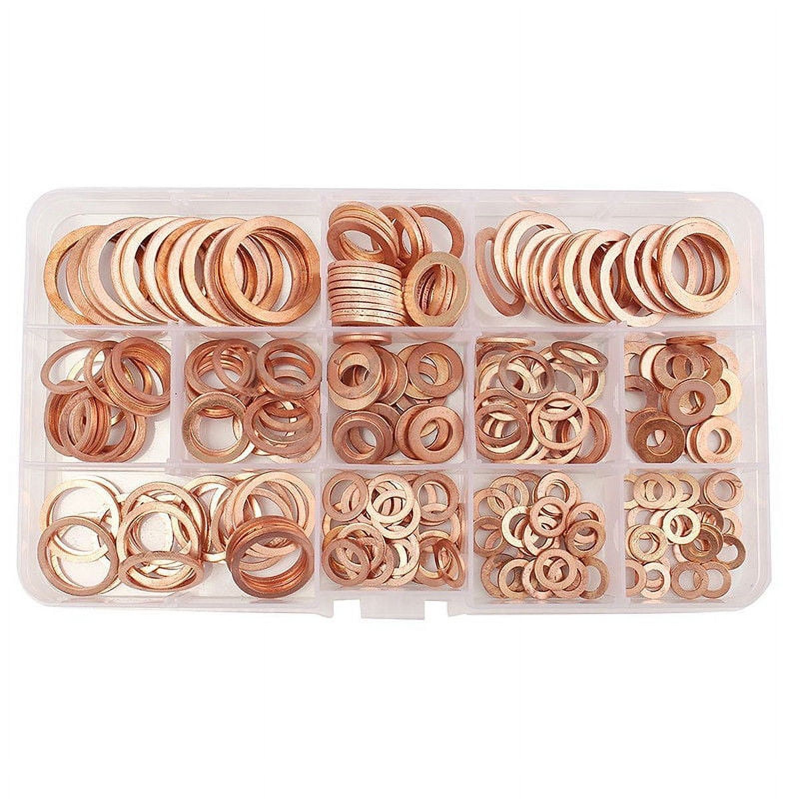 280 Pcs Assorted Solid Copper Crush Washers Seal Flat Ring Fittings Set ...