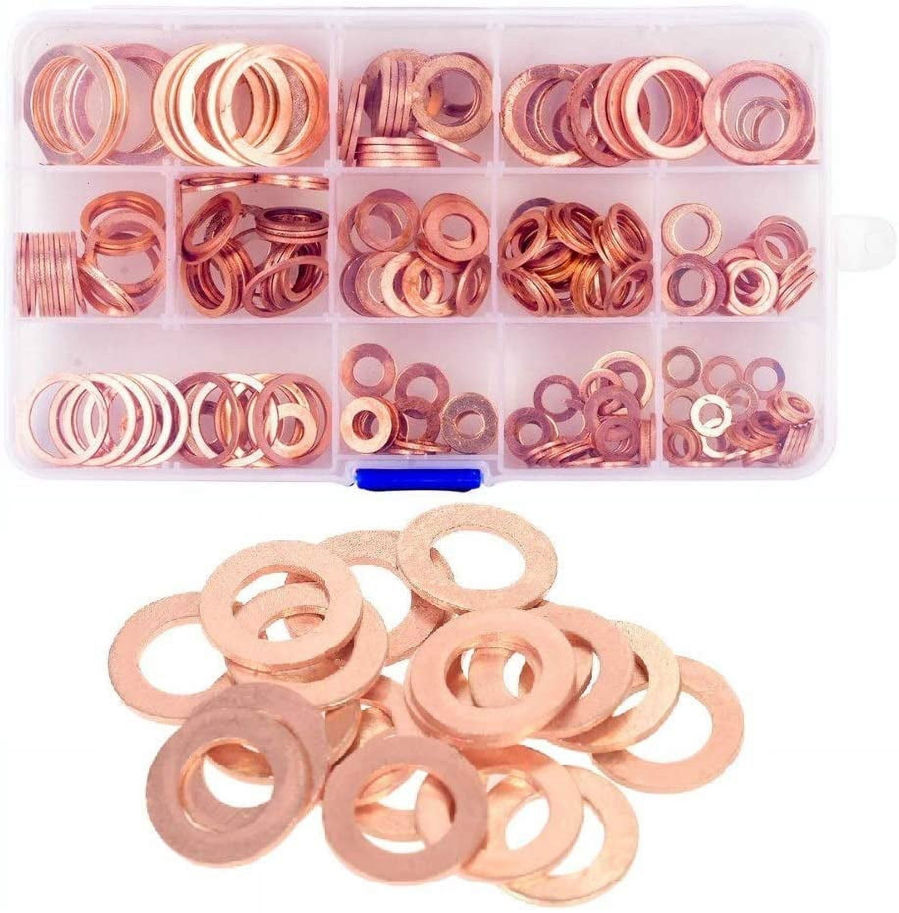 280 Pcs Copper Washers Engine Seal Flat Ring Gasket Fastener Metric ...