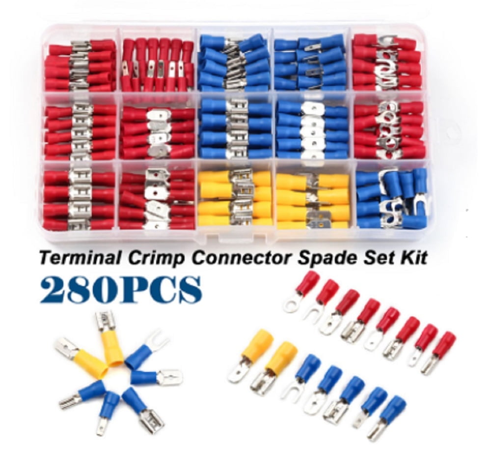 280-Piece Assorted Crimp Spade Terminal Kit – Comprehensive Insulated ...