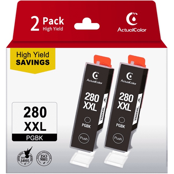ACTUALCOLOR C 280XXL 280 Black Ink Cartridges, High Yield, Compatible ...