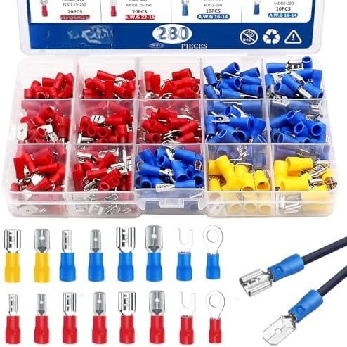 280 count Spade Connector,Crimp Connectors 2.8mm 4.8mm 6.3mm Male and ...