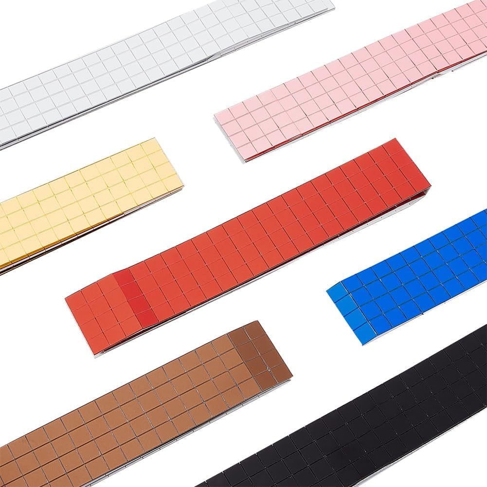 2800 Pcs Self-Adhesive Mosaic Tiles 10x10mm Square Acrylic Adhesive ...