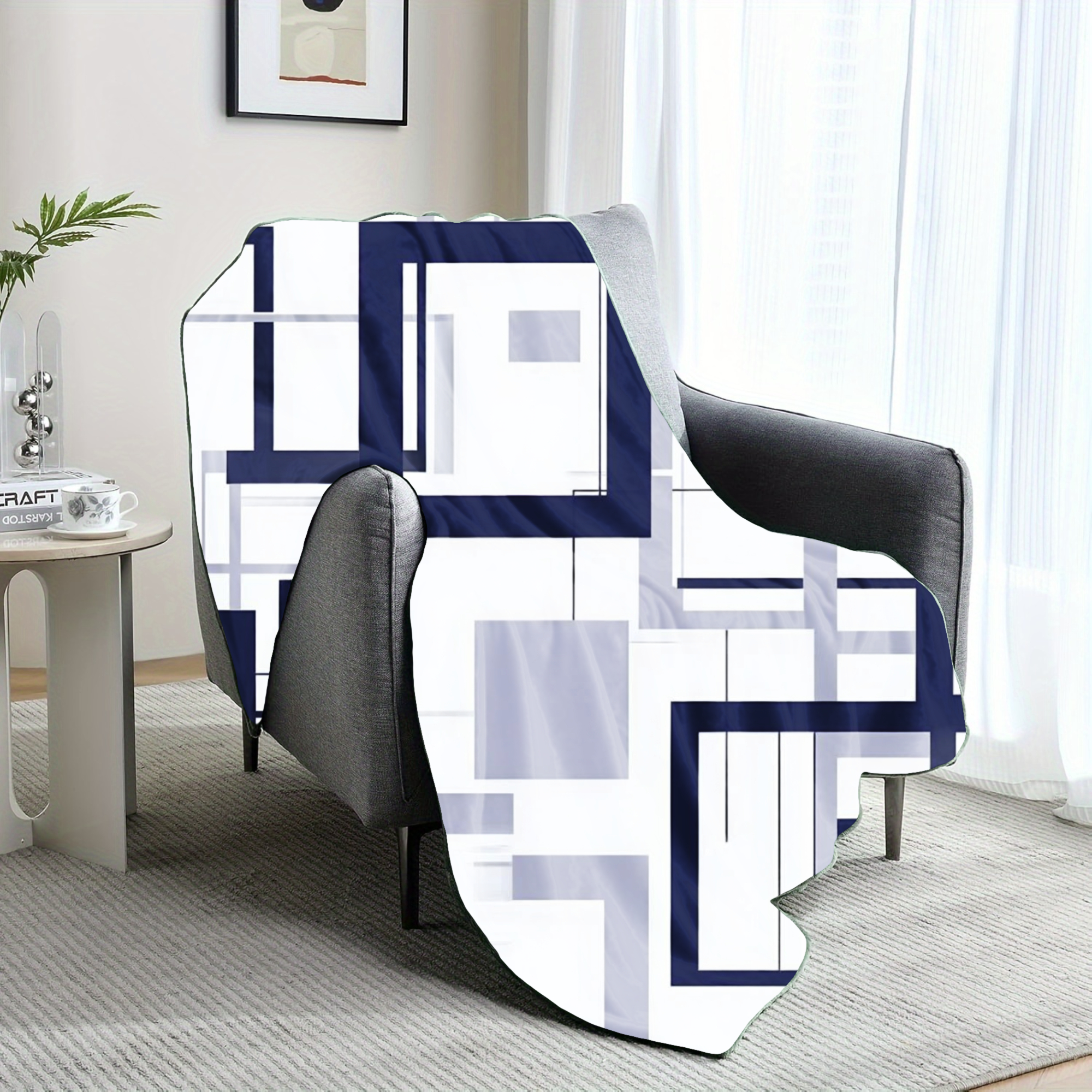 280GSM, 30x40in Abstract Geometric Design With Blue Squares Unisex ...