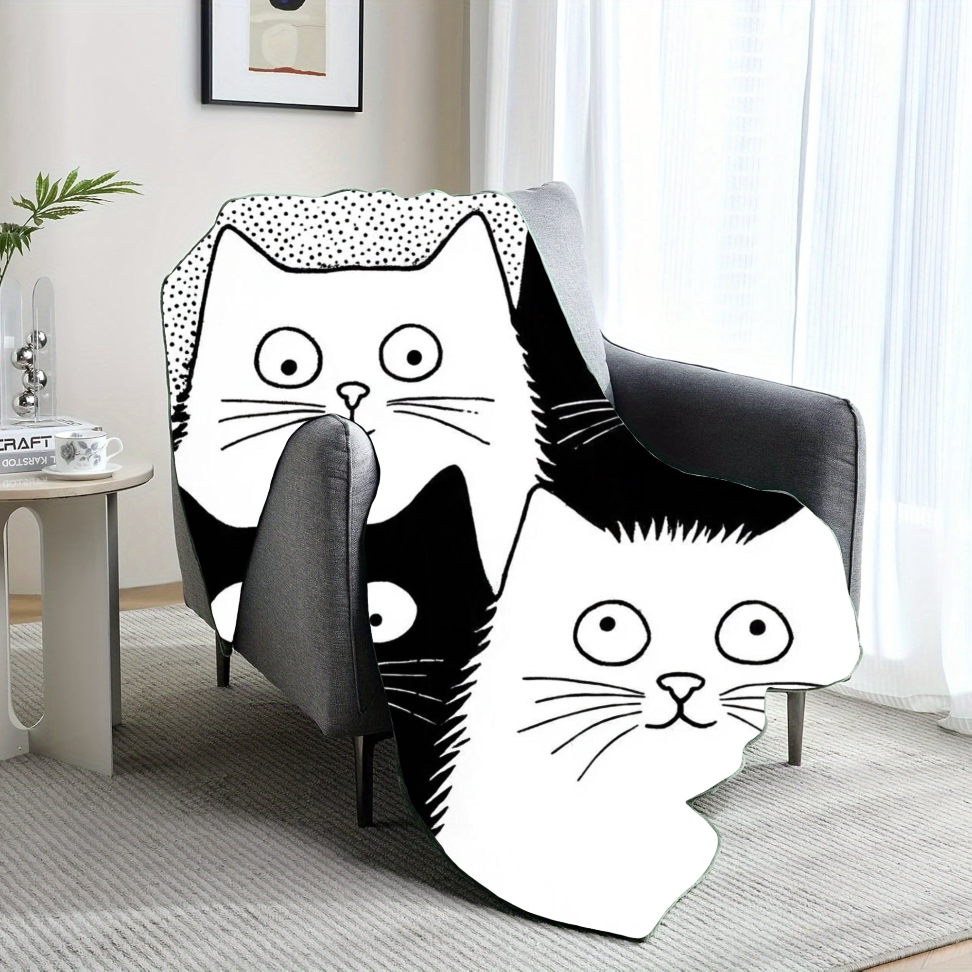 280GSM, 30x40in Cute Cat Faces On Chair Covers Unisex Gifts, Soft, Warm ...