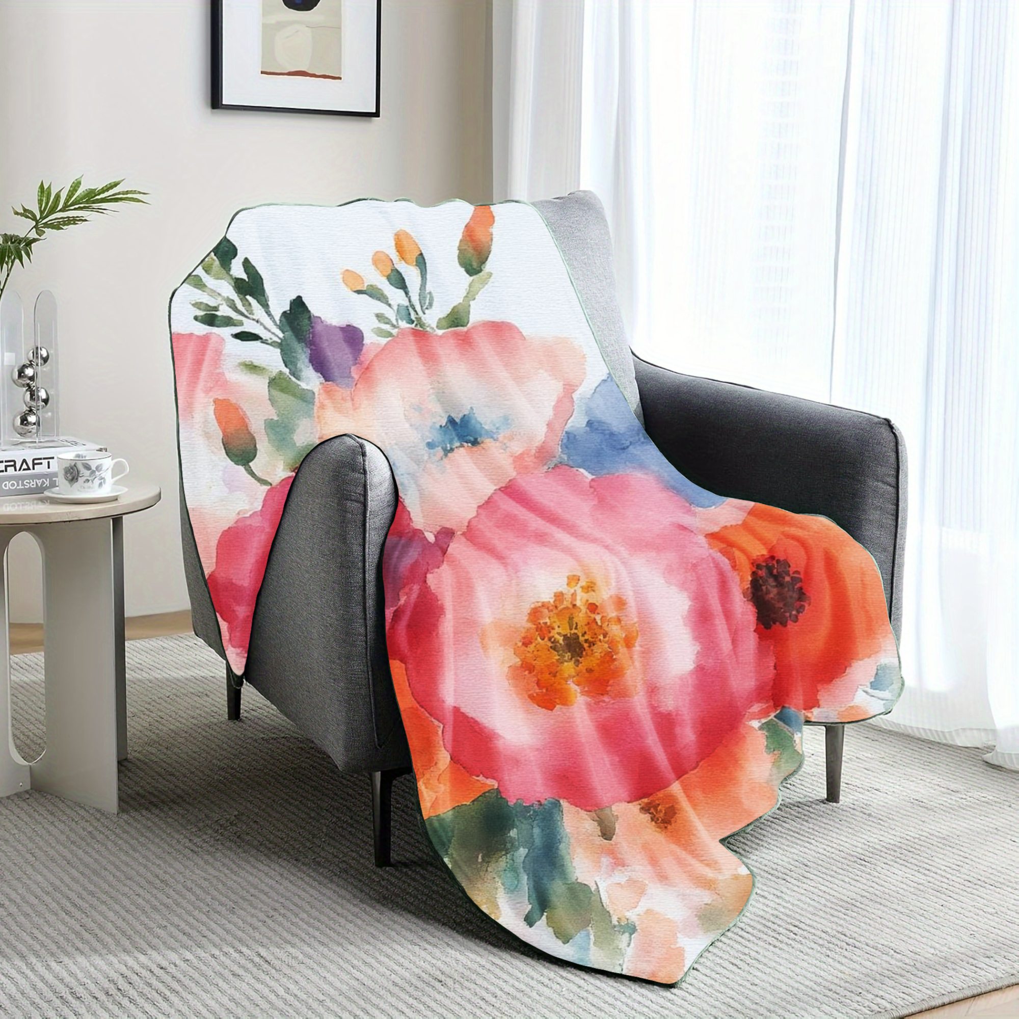 280GSM, 30x40in Vivid Floral Design With Soft Colors Unisex Gifts, Soft ...