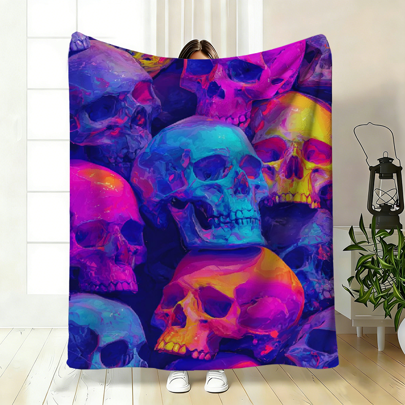 280GSM Heavyweight Skulls Group Flannel Blanket, HD Printed Soft Warm ...