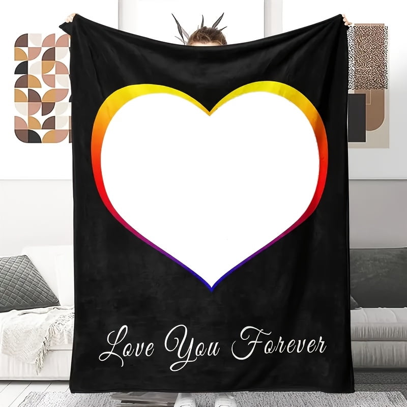 280GSM Personalized Love Heart Photo Blanket | Cozy All-Season, Ideal ...