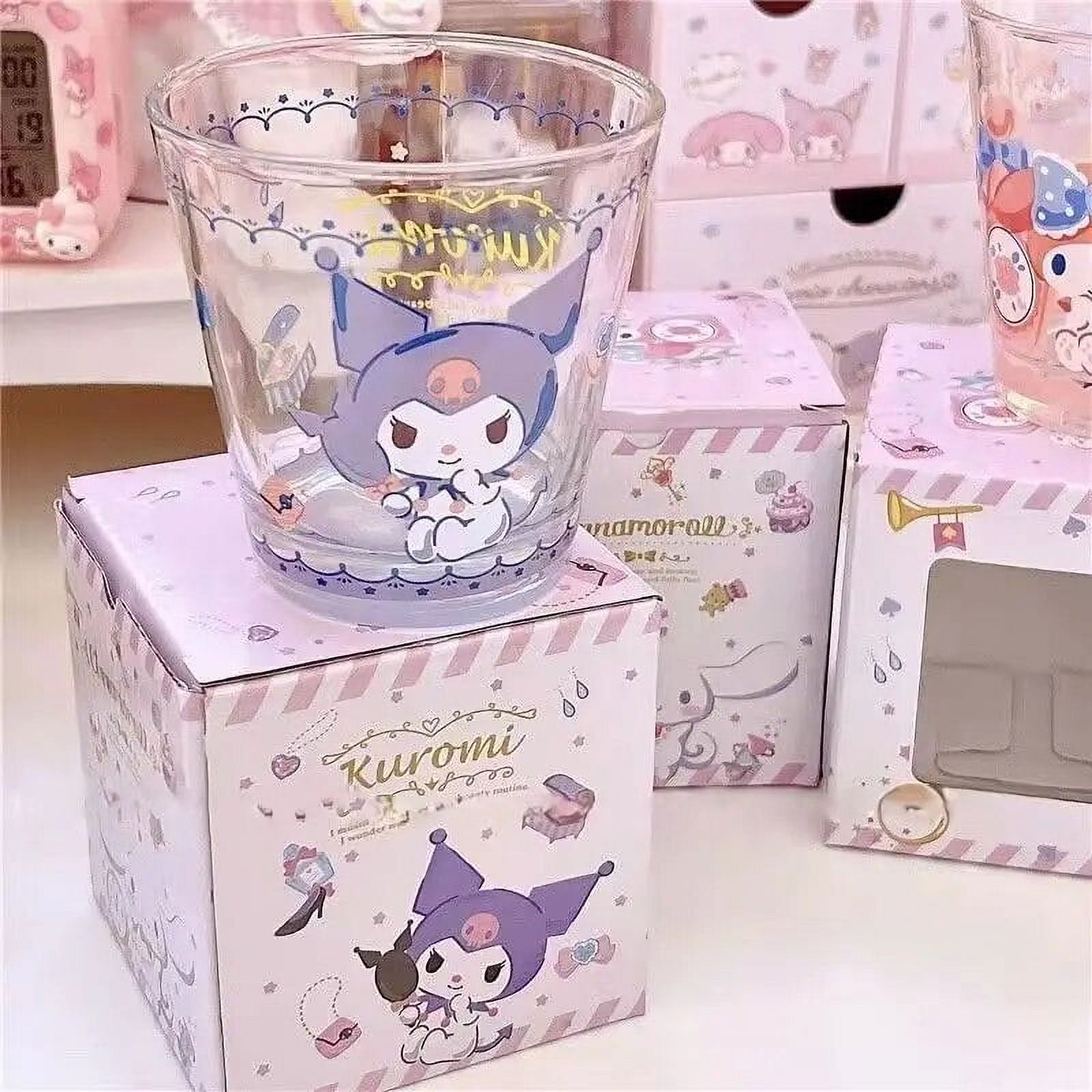 280Ml Kawaii Kuromi My Melody Sanrio Anime Glass Water Cup Girl Heart ...