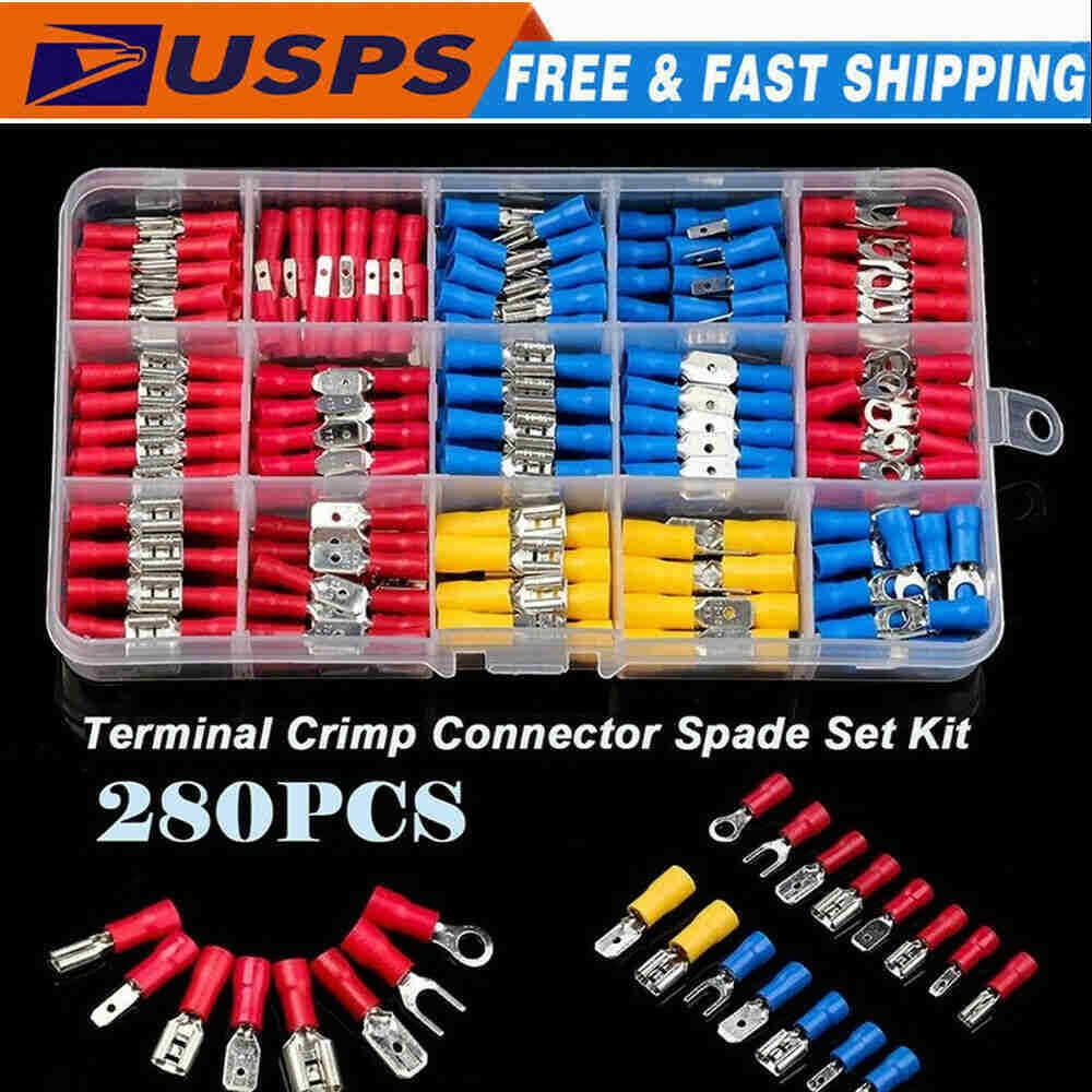 280PCS Assorted Crimp Spade Terminal Insulated Electrical Wire Connector Kit Set - Walmart.com
