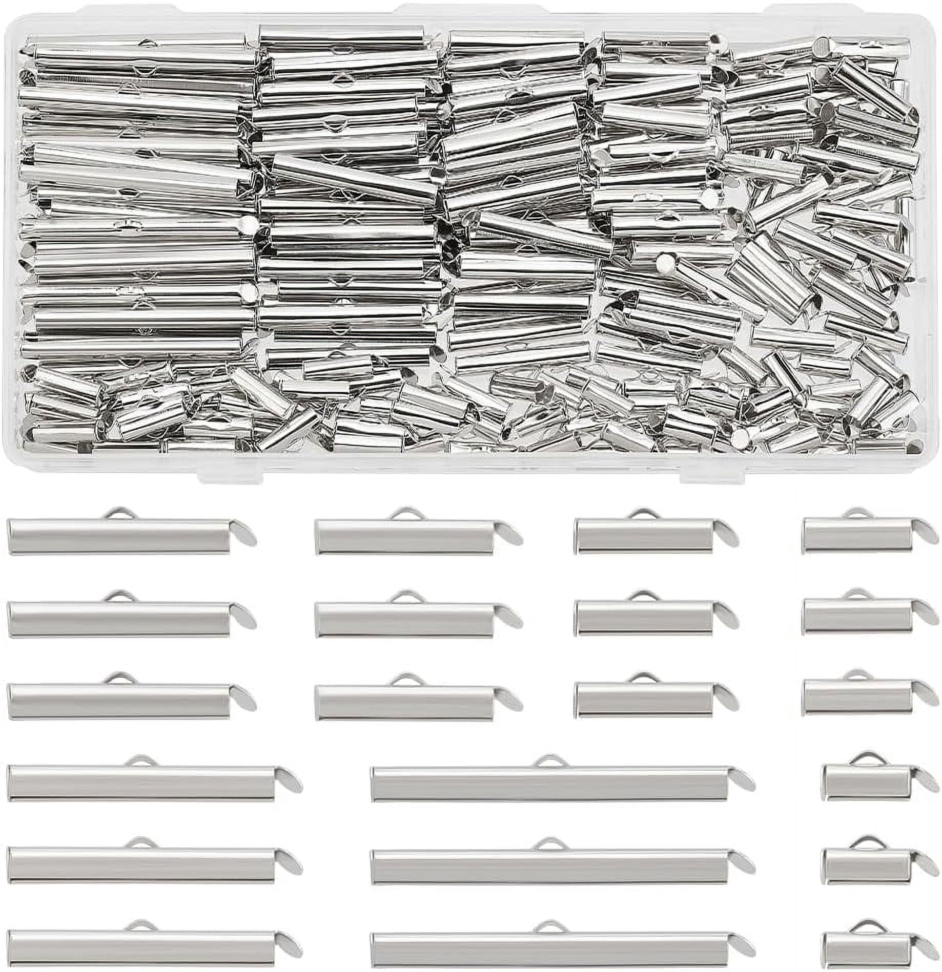280PCS Slide on End Clasp Tubes 7 Size Slider End Caps Slide Tube End ...