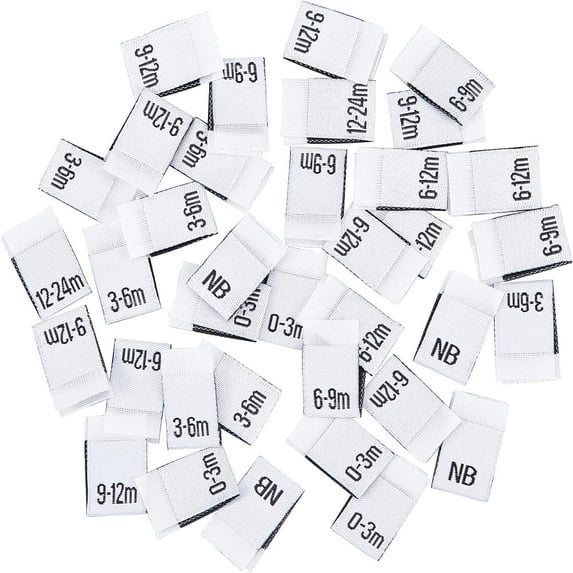 280Pcs 7 Style Neonatal Month Clothing Labels Size Polyester Garment ...