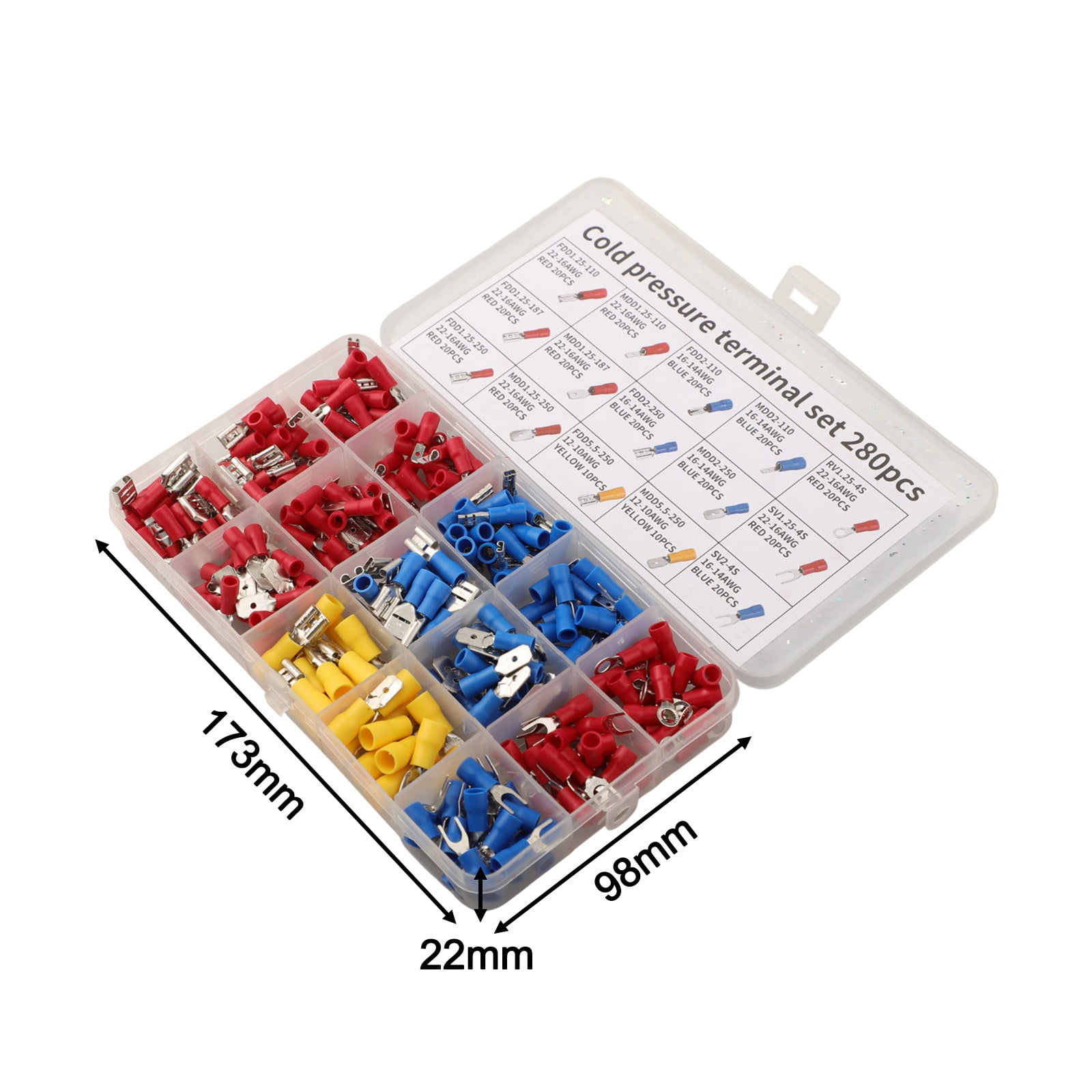 280Pcs Cold Pressed Terminal Blocks 15 Specification Cold Pressed ...