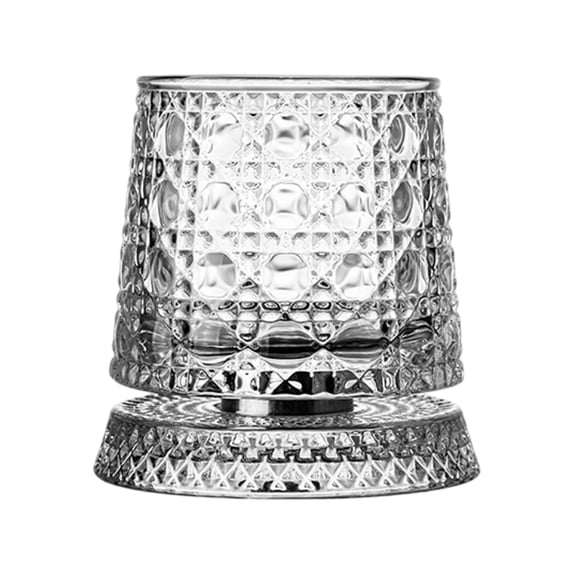 280ml 360 Rotating Whiskey Glass, Crystal Glass with Gem Pattern ...
