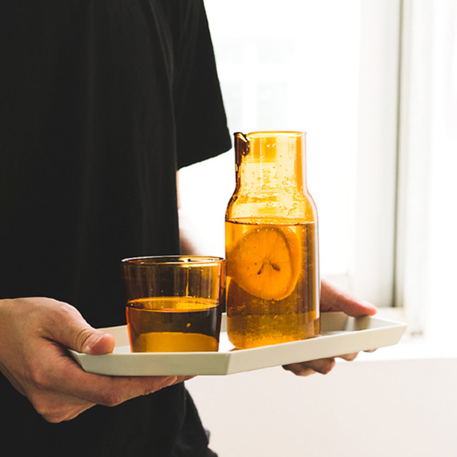 280ml+520ml Night Water Carafe with Cup Set,Bedside Water Carafe and Glass Set,Night Stand Water ...