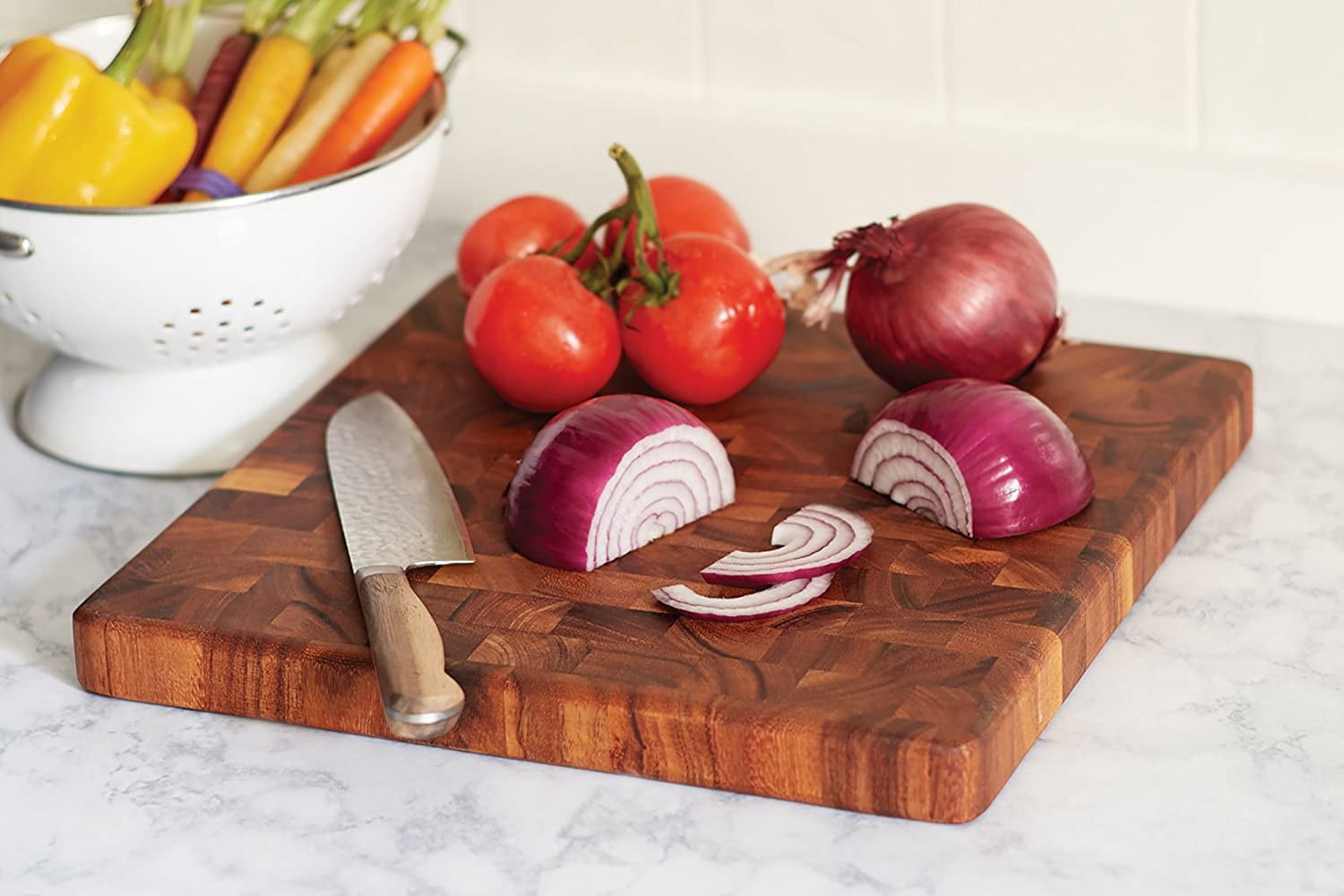 28218 Square Charleston End Grain Chef's Board, Acacia Wood 14" Square ...