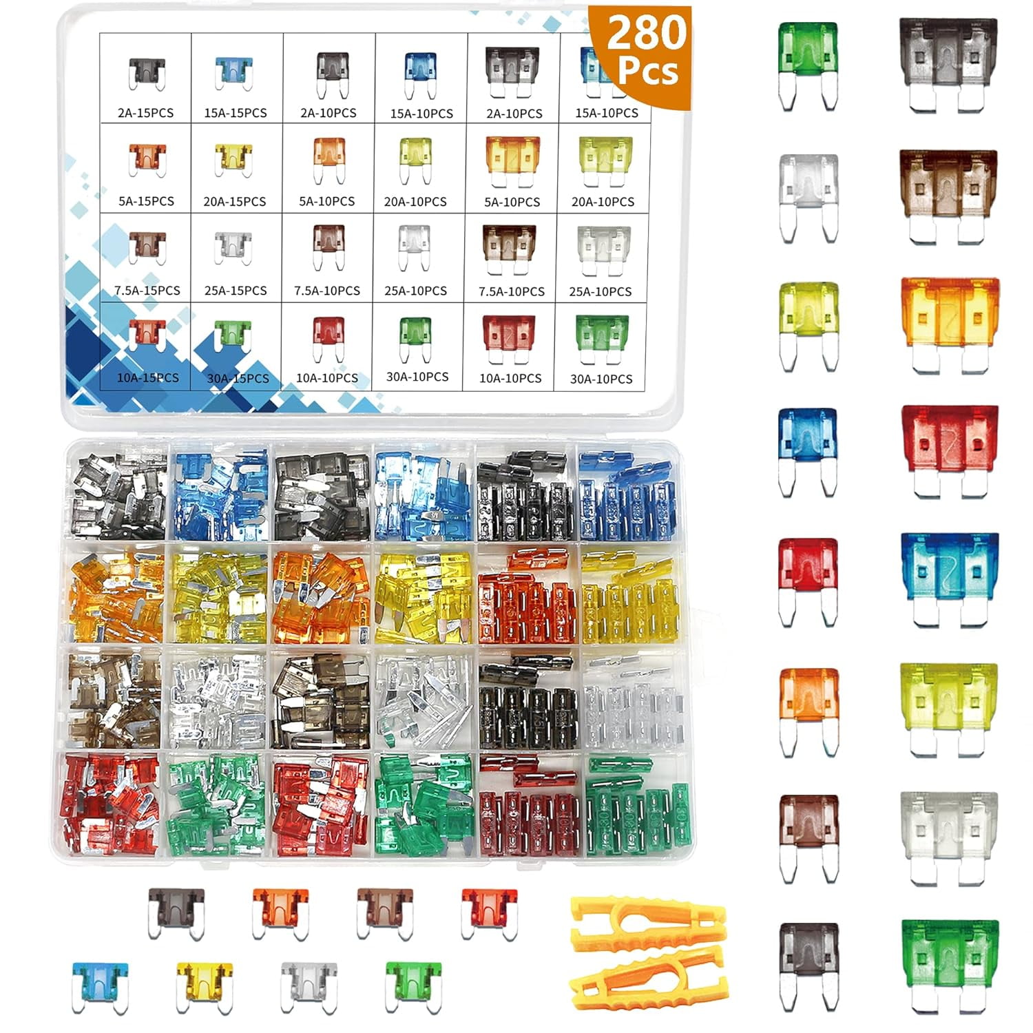 282Pcs-Car Fuses Assortment Kit,Blade-Type Automotive Fuses,Automotive ...