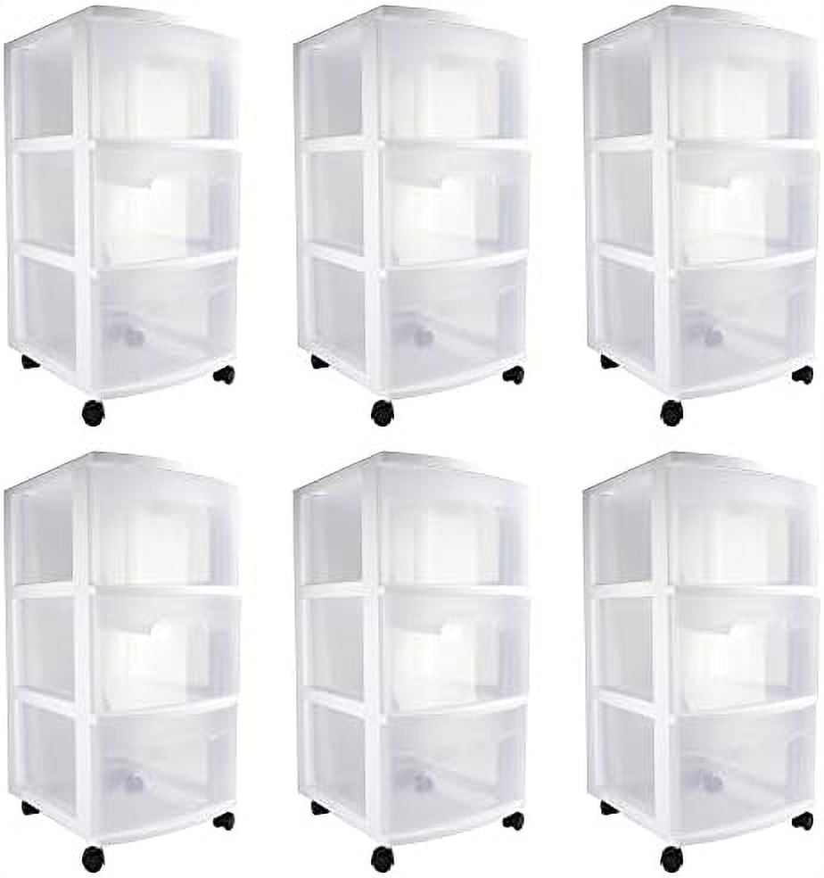 28308002 Home Stackable 3 Drawer Wide Plastic Storage Organizer Container With Drawers And ...