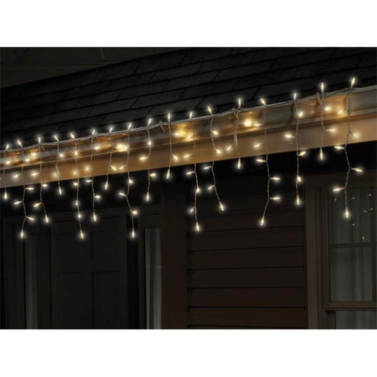 Golden Gift 100 LED Twinkle Icicle Lights, Warm White, Indoor/Outdoor ...