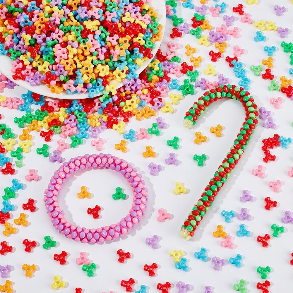 2856 Pcs Bulk Tri-Shaped Beads Colorful Tri-Shaped Pony Beads Christmas ...