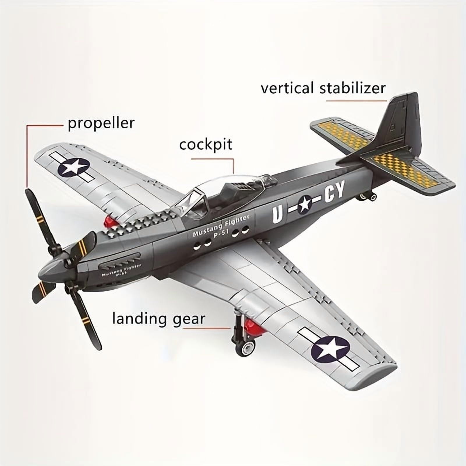 285PCS P-51 Mustang Fighter Plane Building Block Set- Army Aircraft ...