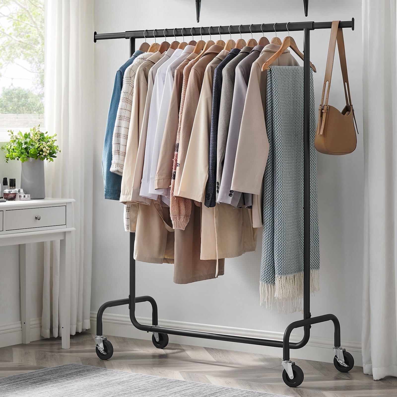 SONGMICS Heavy Duty Movable Clothes Rack, 286.6lb Capacity, Matte Black ...