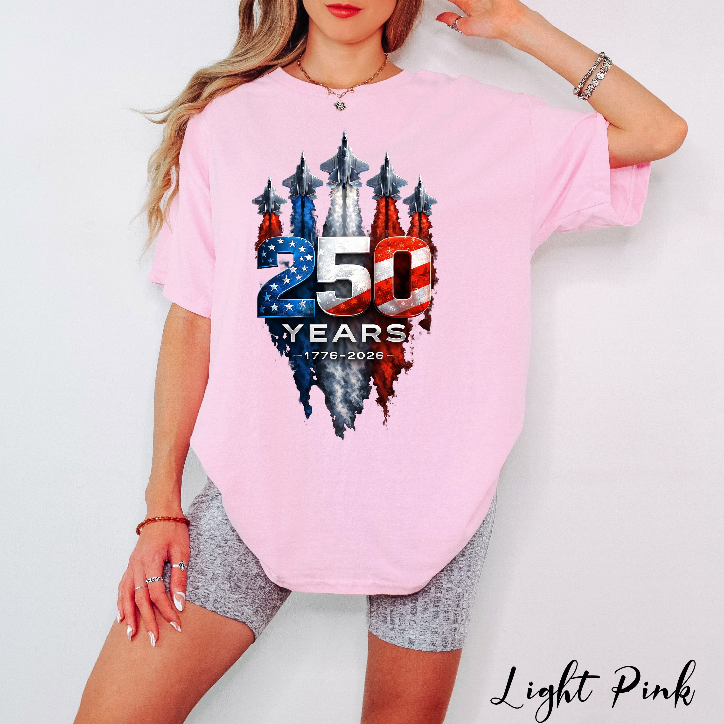 250 Years Patriotic Fighter Jet Shirt, 1776-2026 America Celebration ...