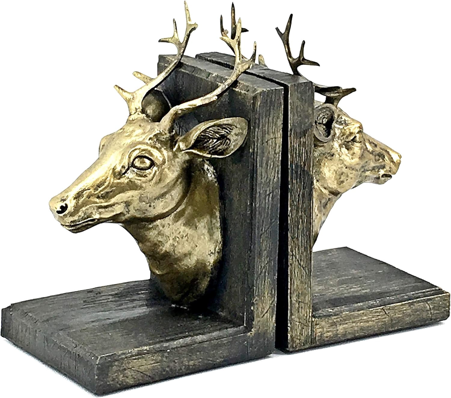 28731 Decorative Bookends Vintage Deer Elk Antlers Cottage Cabin Lodge Farmhouse Woodland Home ...