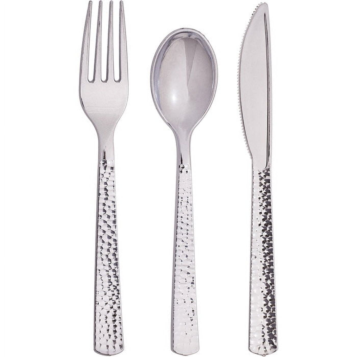 288 Count Bulk Pack Silver Metallic Hammered Assorted Cutlery - Walmart.com