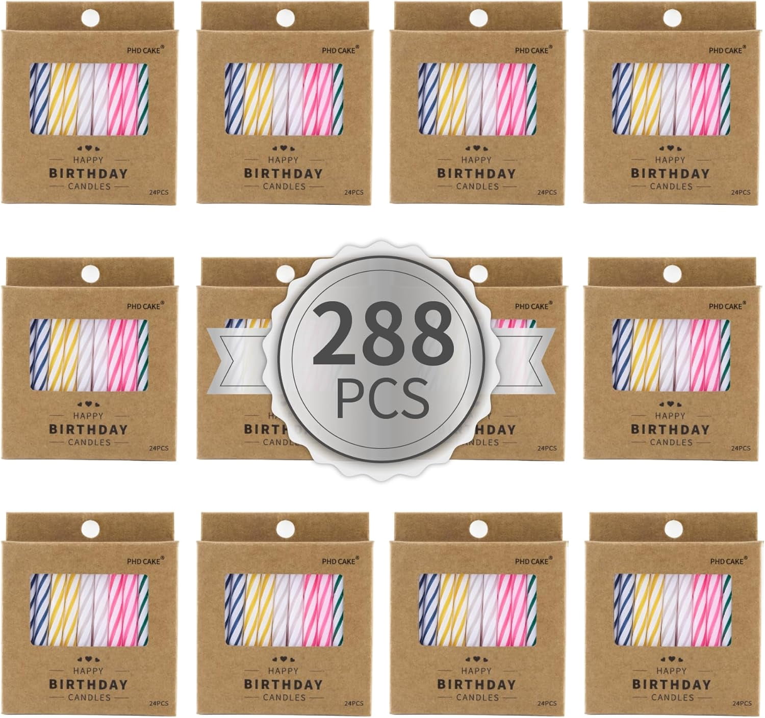 288-Count Multicolored Spiral Birthday Candle, Birthday Candles for ...