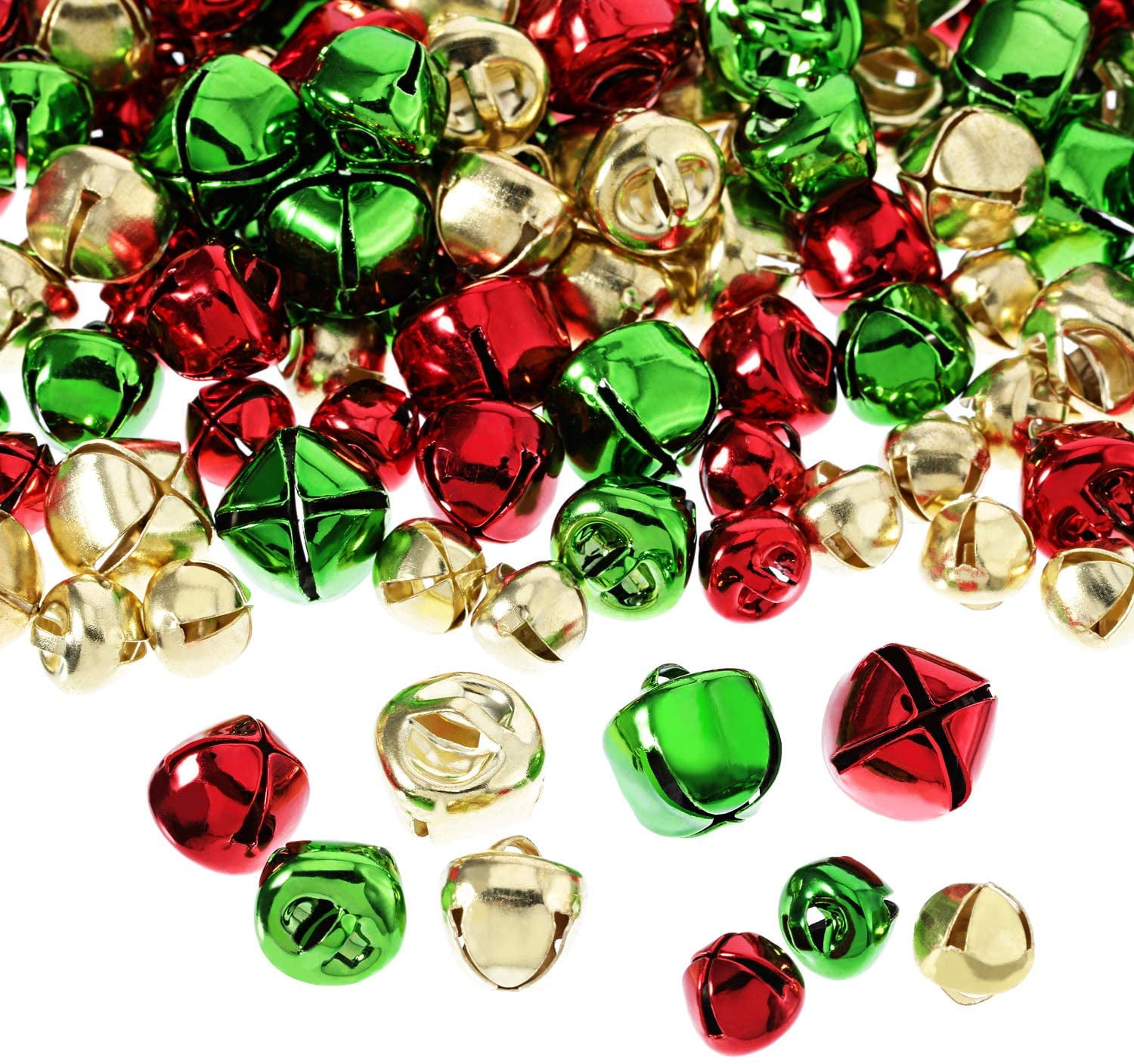 288 Pieces Christmas Bells Colored Small Craft Bells Bulk Loose Beads ...