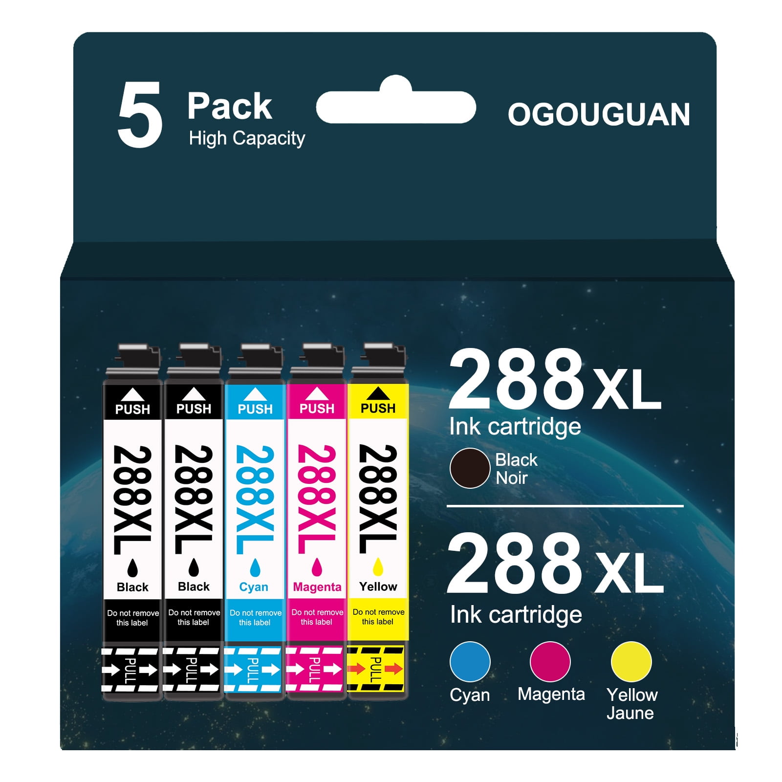 OGOUGUAN 288XL Ink Cartridges, Compatible with Epson XP-330, XP-340, XP-430, XP-440, 5-Pack ...