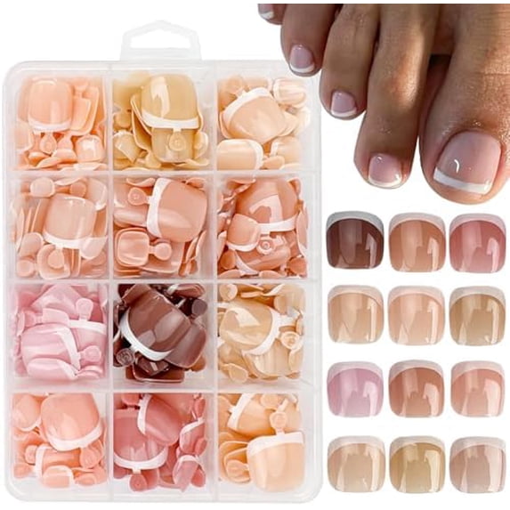 288 count White Tip Press Toenails Short Square nails Press ons with ...