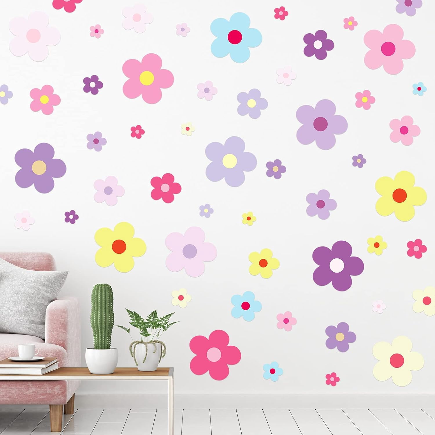 288 count Y2k Cute Wall Sticker Colorful Floral Wall Decal Peel and ...