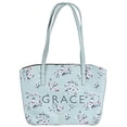 28885L GRACE - 9.75 x 6.75 Inch Floral Mint Polyurethane Purse Style ...