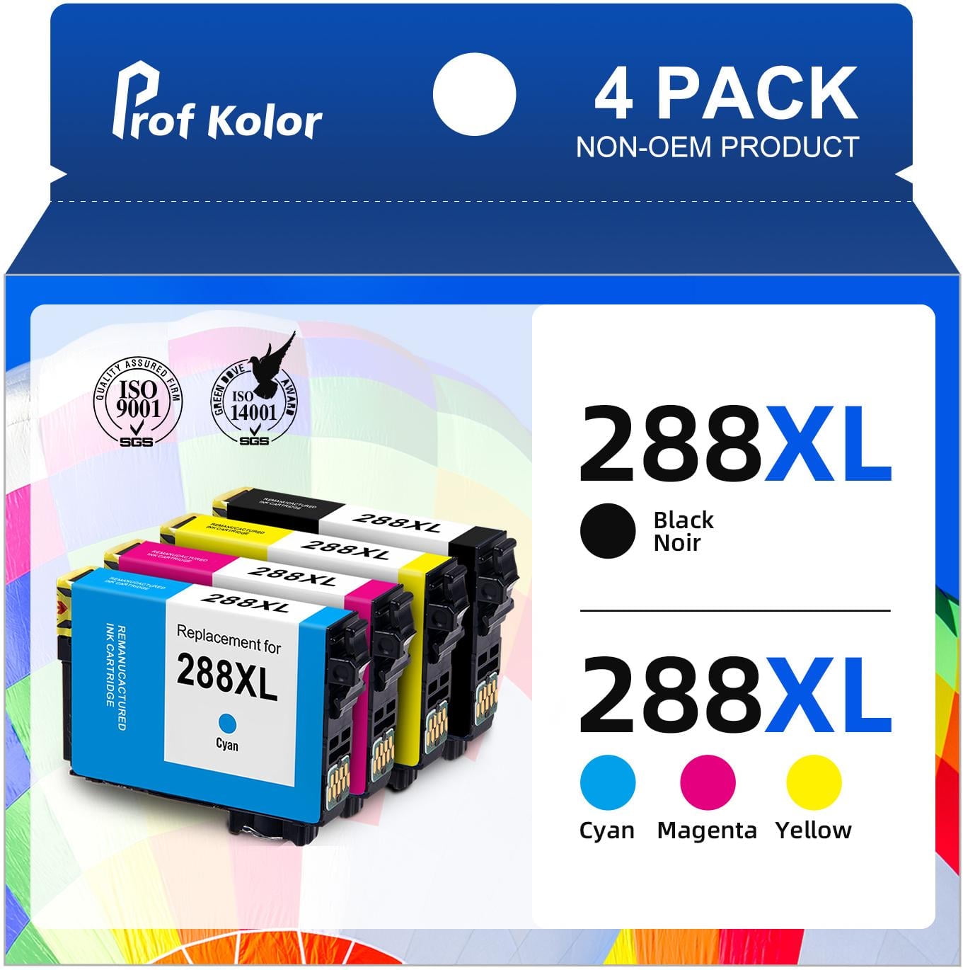 Epson 288XL Ink Cartridges, 4-Pack (Black, Cyan, Magenta, Yellow) for ...