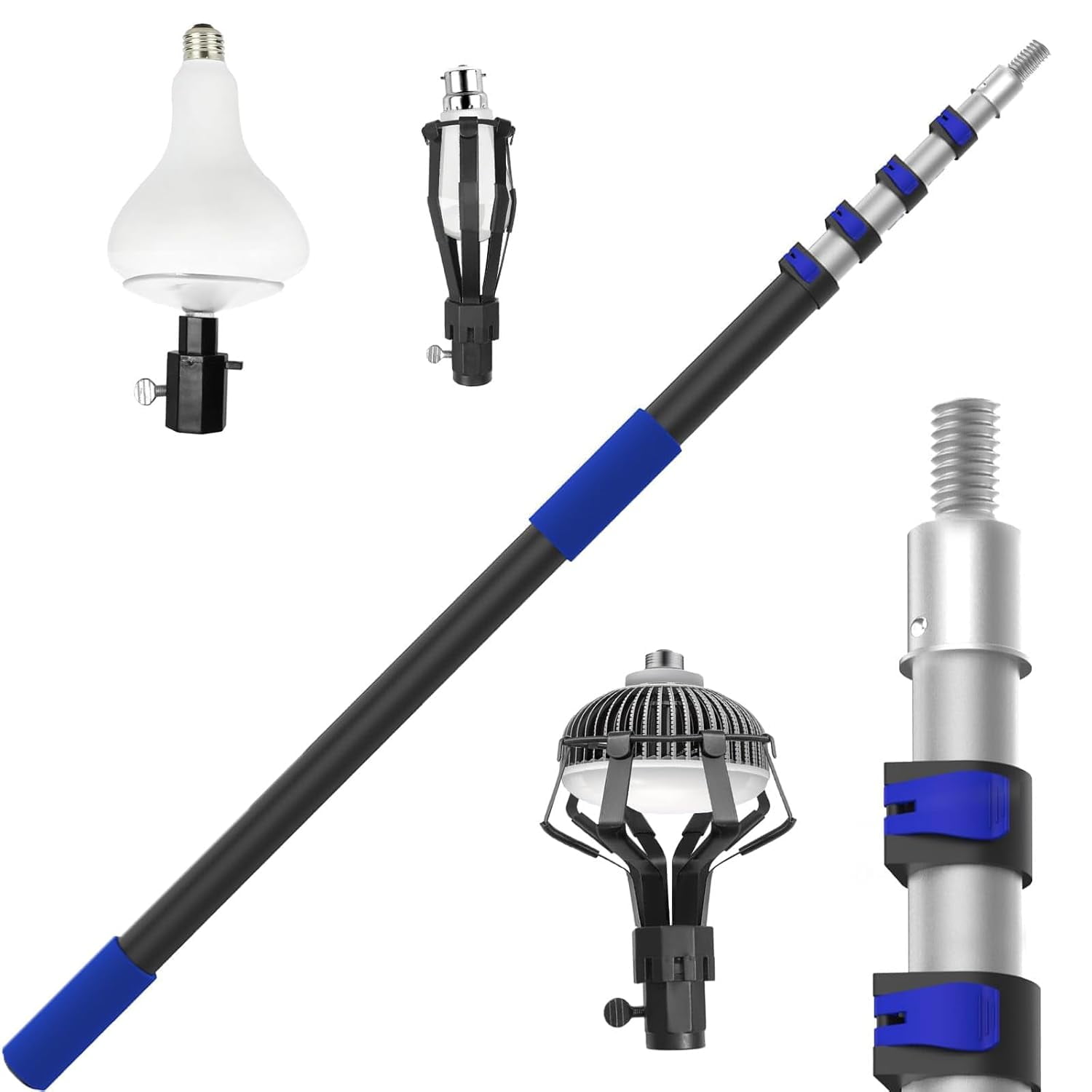 28FT Reach Light Bulb Changer for High Ceilings with Pole, 5-20FT Light ...