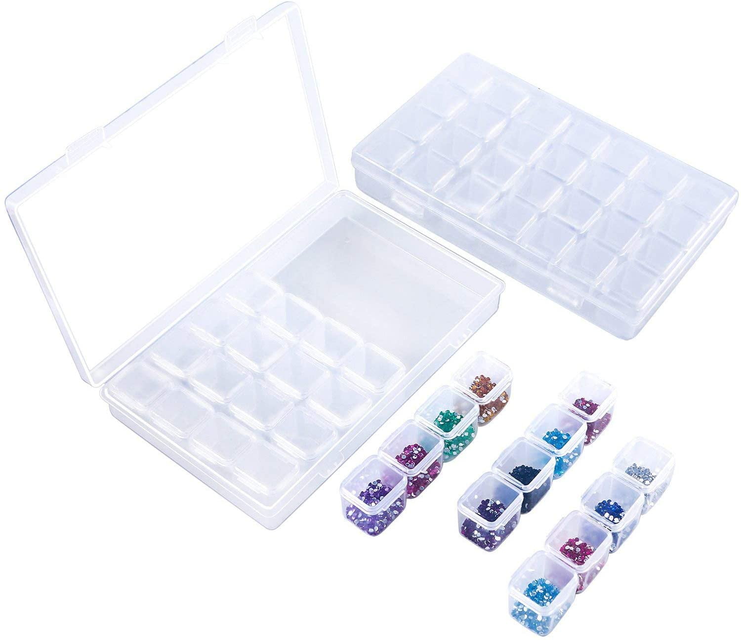 28Grids Storage Box OrganizersSimuer Diamond Embroidery Box Clear Bead ...