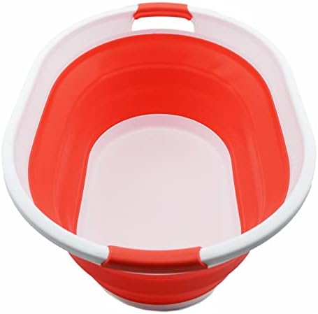 28L (7.4 gallon) Collapsible Plastic Laundry Basket-Oval Tub/Basket ...