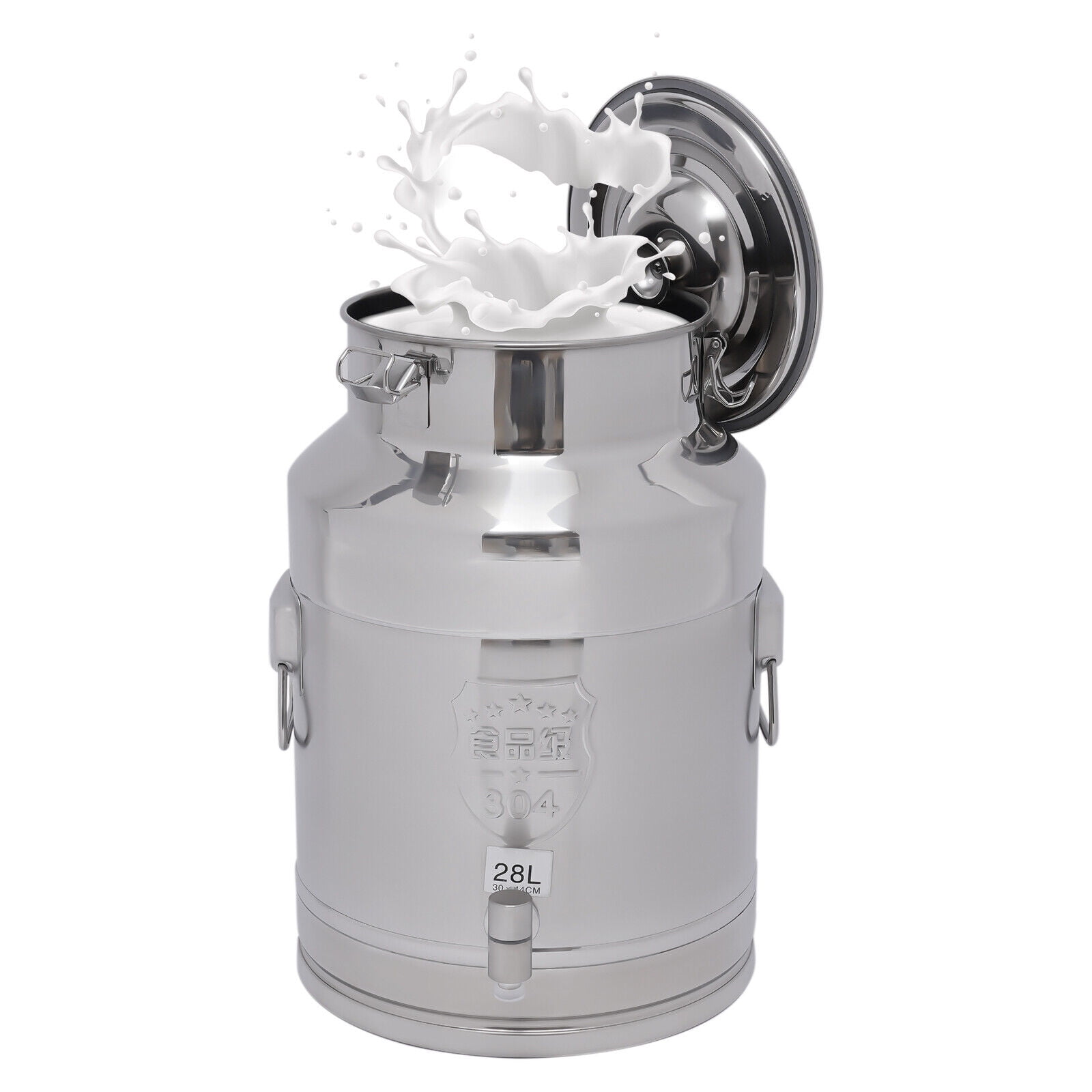 28L Stainless Steel Milk Can Wine Barrel Bucket Milk Storage Container ...