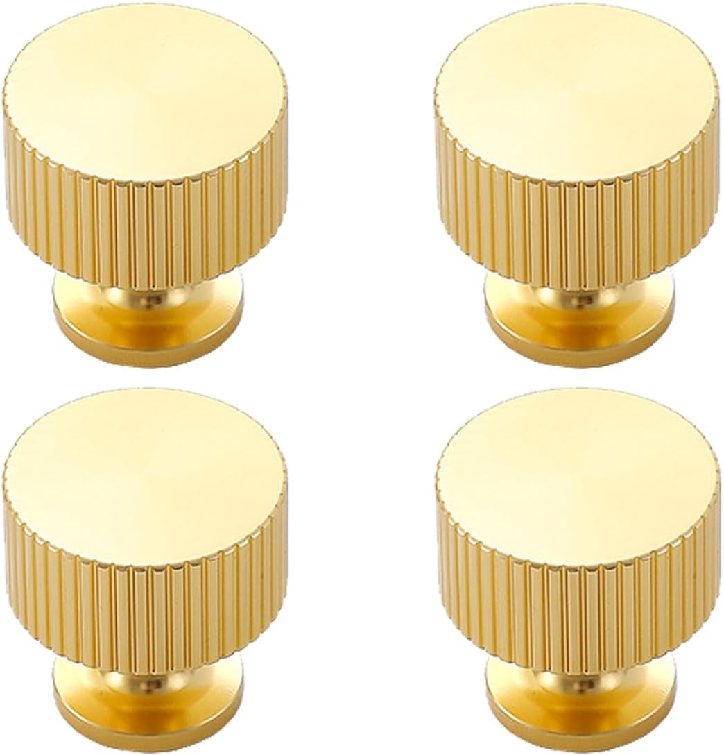 28MM Diameter Texture Brass Cabinet Knobs, [4 Pack] Vintage Brushed ...
