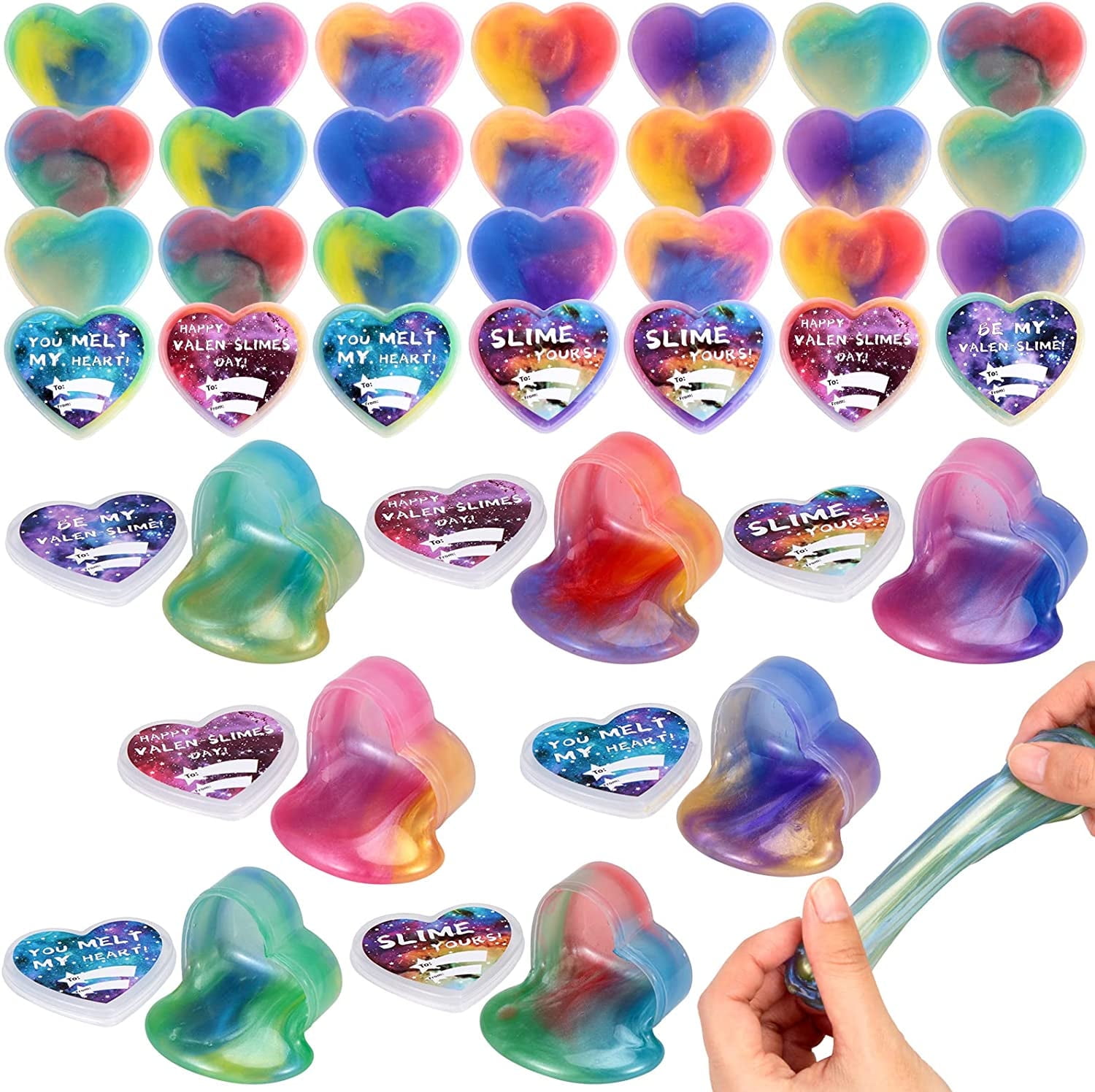 28PACK Valentines Day Galaxy Slime Hearts for Kids， valentines slime ...