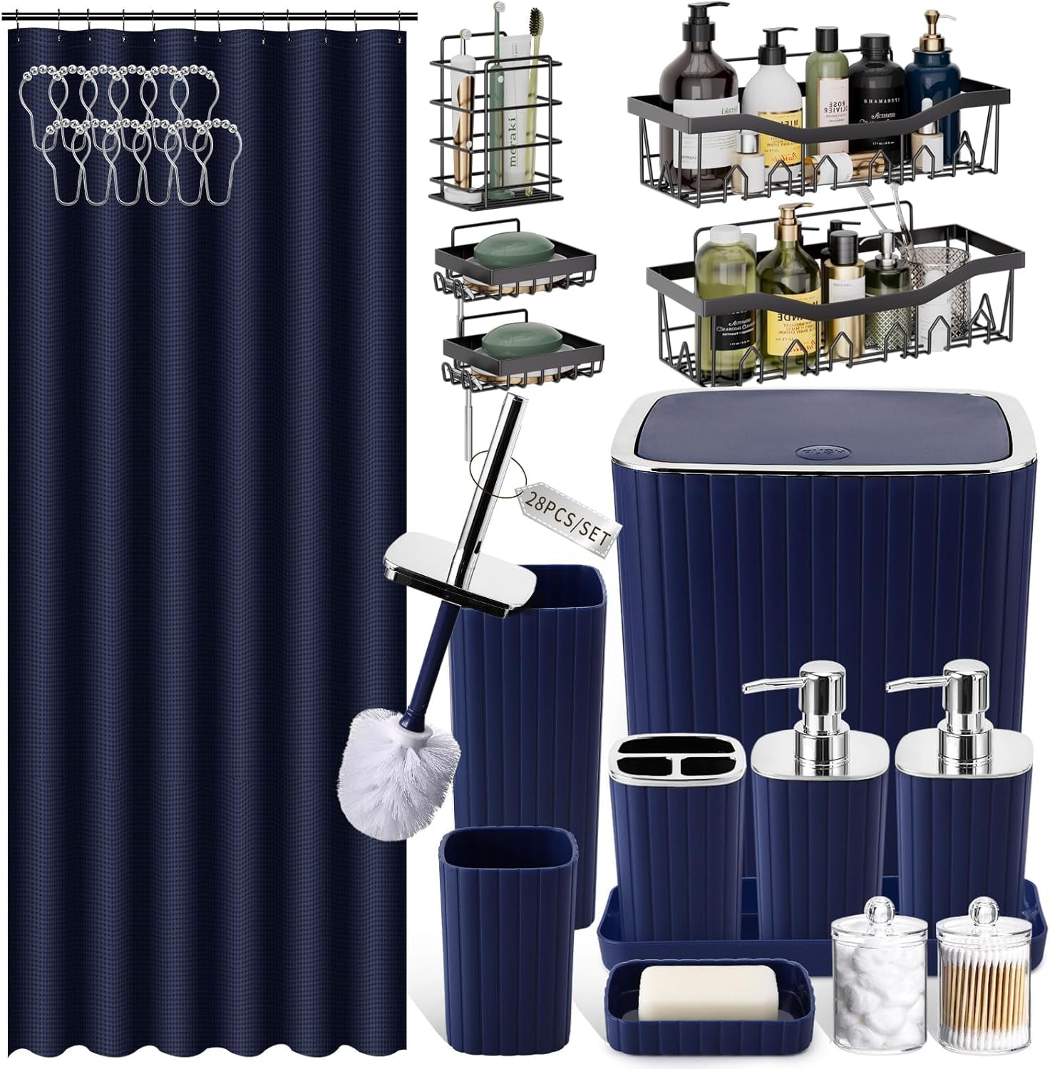 28PC Bathroom Set - Gorgeous Blue Bathroom Set, Bathroom Accessory Set ...