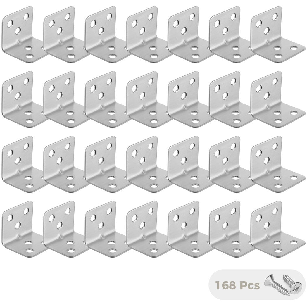 28PCS L-Angle Brackets, Stainless Steel Angle Brackets, L-Brackets for ...