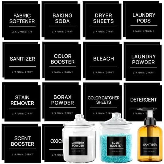 28PCS Laundry Labels for Containers,Minimalist Laundry Labels for Jars ...
