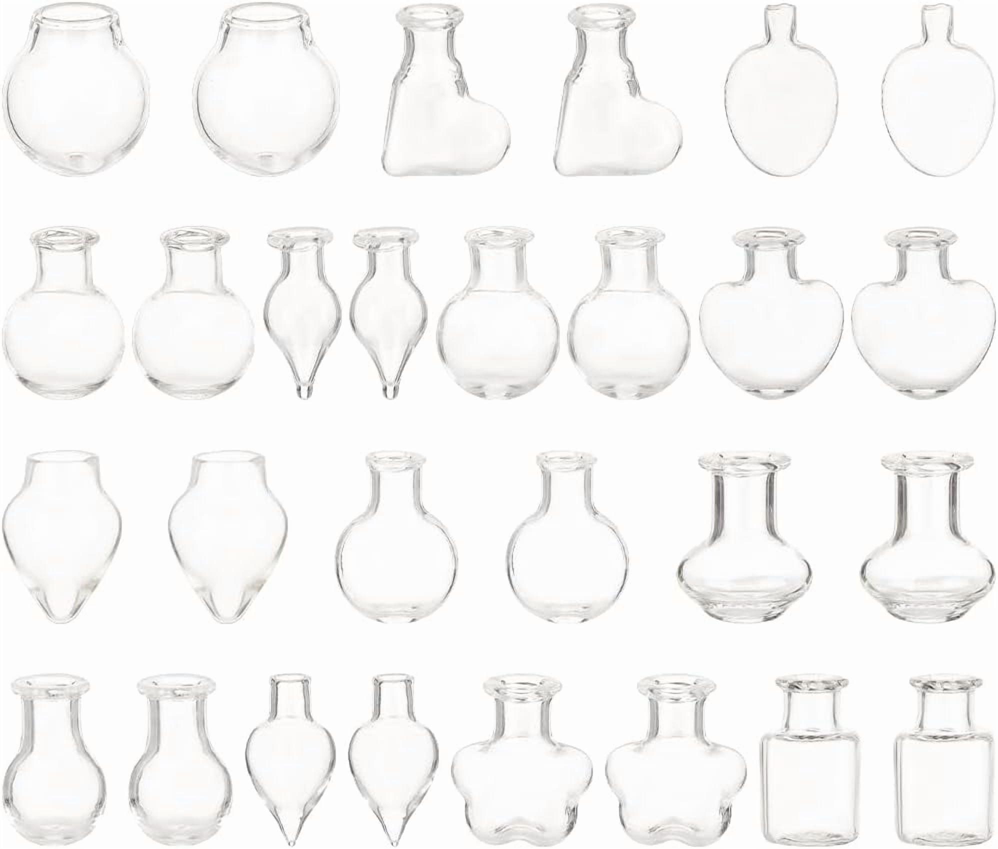 28PCS Mini Empty Clear Glass Globe Bottle 14 Style Handmade Blown Glass ...
