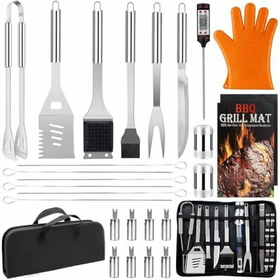 28PCS Stainless Steel BBQ Grill Accessories Set, Grilling Gifts for Men ...