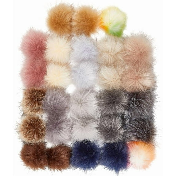 28Pcs 14 Colors 3.5 Inch Fur Ball Imitation Fox Hair Fluffy Round ...
